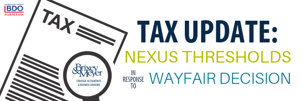 Several States Enact Economic Nexus Thresholds For Sales Use Tax, In ...